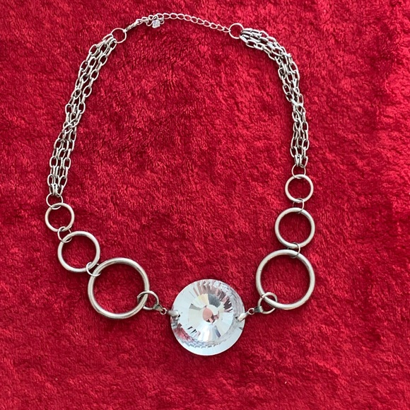 Jewelry | Large Clear Sparkly Faux Diamond Crystal Gem Silver Statement Choker Necklace | Poshmark